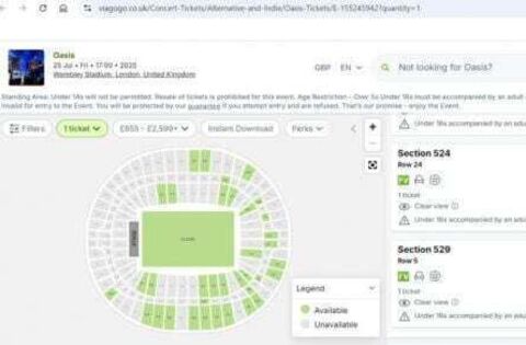 Oasis ballot tickets listed on reselling websites for thousands of ...