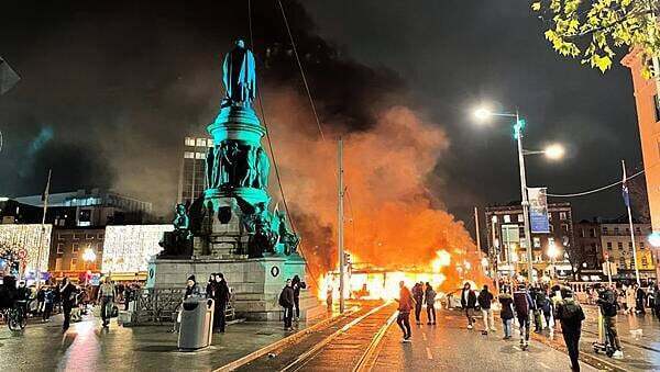 Man (20) who set Luas on fire during the Dublin riots is jailed ...